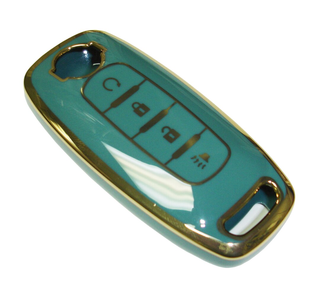 TPU Plastic Keyless Entry Key Fob Remote Slate Blue Cover With Gold ...