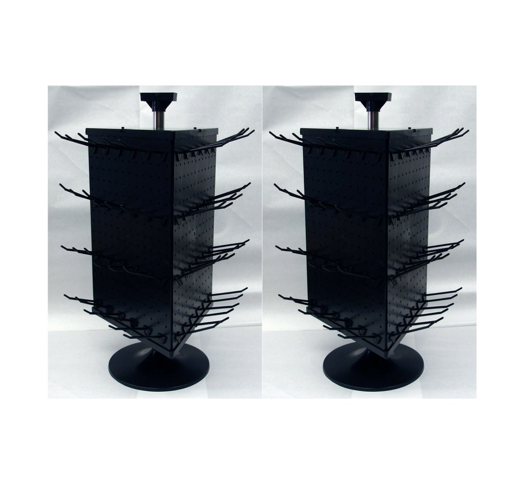 Qty Two - 3 Sided Black Plastic Countertop Pegboard Spinner Vendor ...