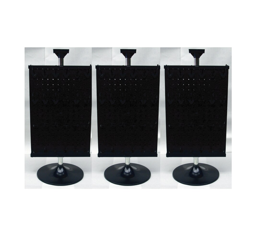 Three - 2 Sided Plastic Black Counter Top Peg Board Spinner Rack ...
