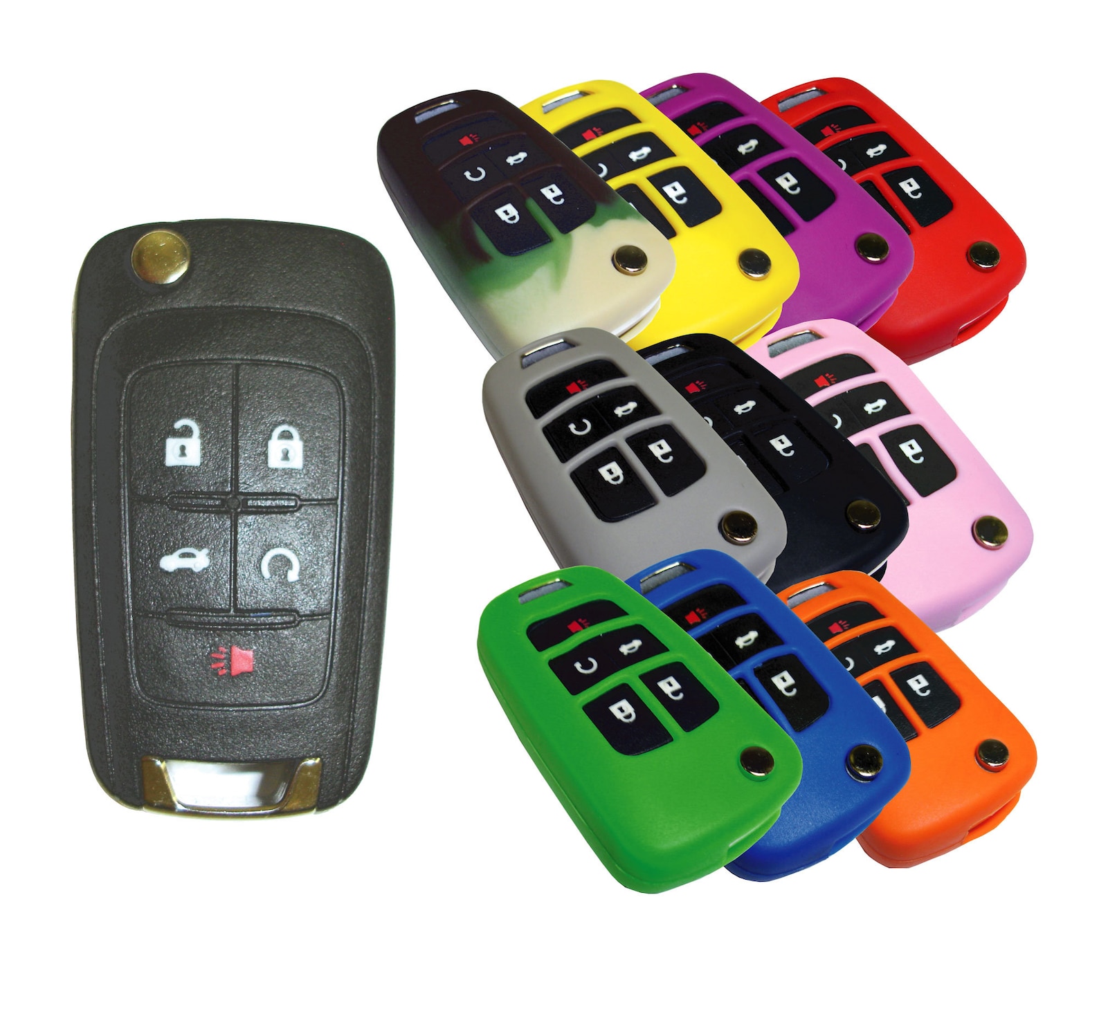 Keyless Entry Flip Key Fob Remote Rubber Cover Fits Chevrolet Buick ...