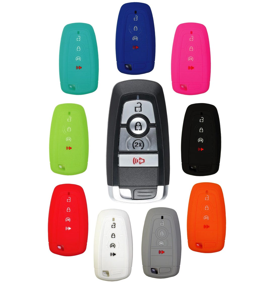 Keyless Key Fob Silicone Rubber Remote Cover Fits Ford Bronco Edge ...