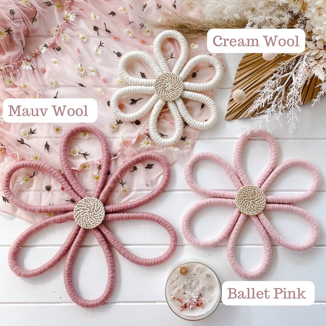 Flower Wall Hanging Arabella Wildflower Trio Kidsroom Decor Girls Room ...