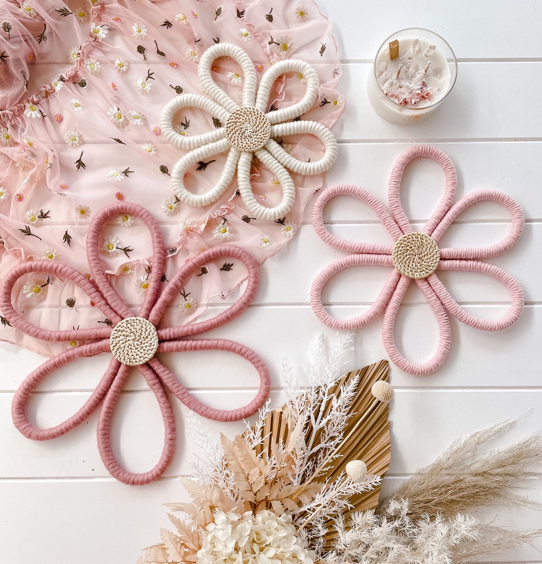 Flower Wall Hanging Arabella Wildflower Trio Kidsroom Decor Girls Room ...