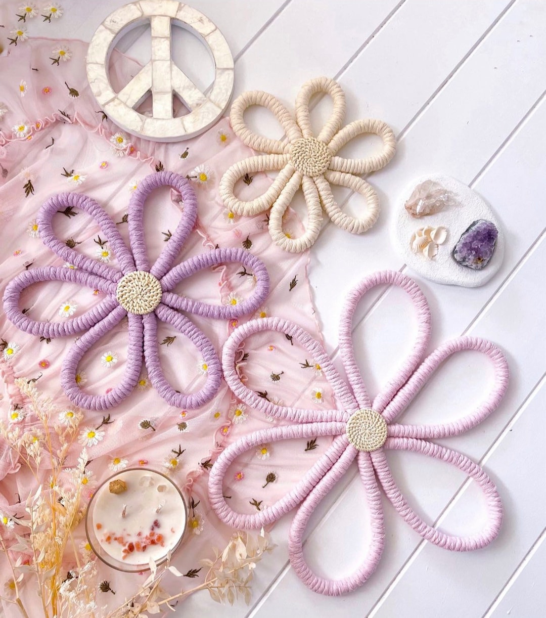 Wildflower Wall Hanging Trio: Girls Room Decor , Nursery Wall Hanging ...