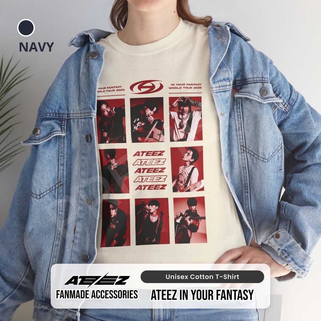 K-pop Unisex Heavy Cotton Tee, ATEEZ Fan Shirt, Casual Streetwear ...