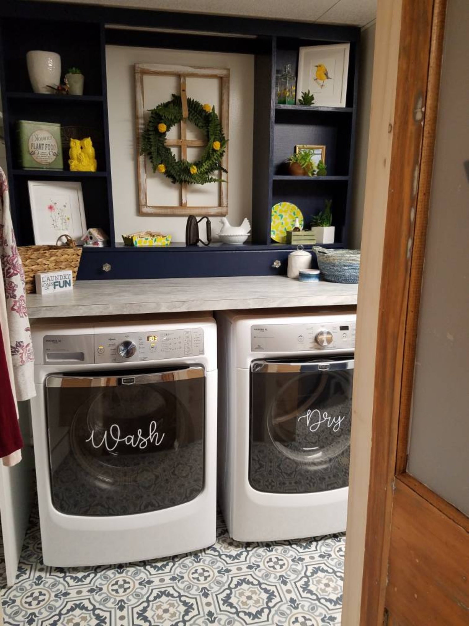 Laundry Room Decals Wash and Dry vinyl decals Laundry | Etsy