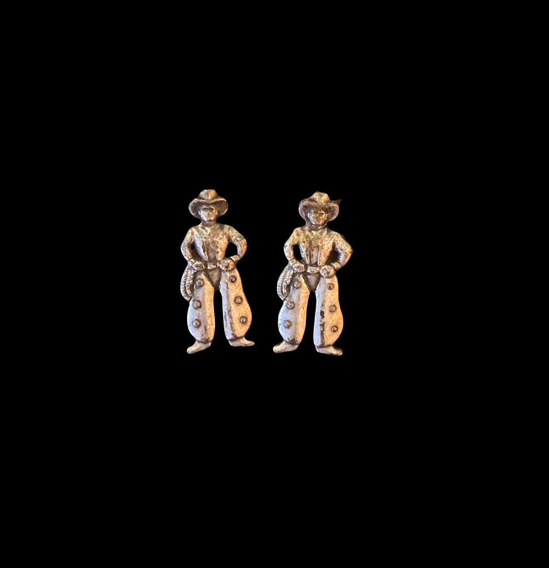 Vintage Cowboy Buttons - Set of Two - Pewter Metal Defined Details ...