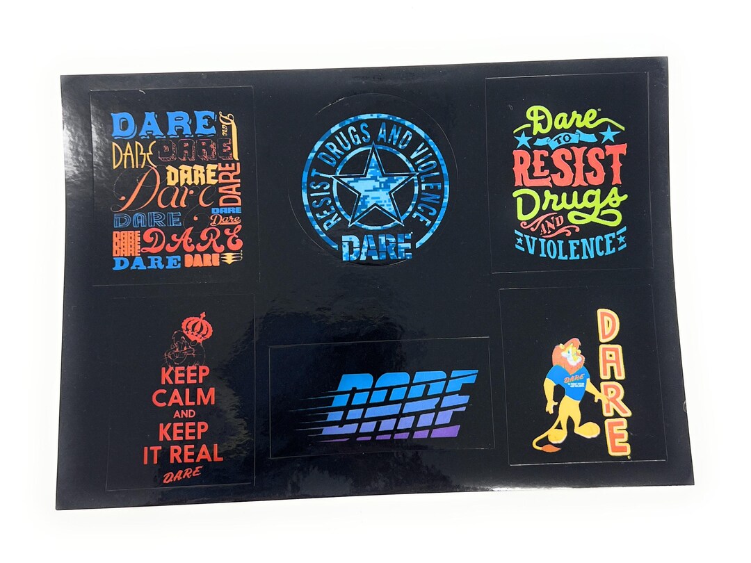 Vintage D.A.R.E Sticker Sheet - 6 Stickers per Sheet - Sale is for 1 ...