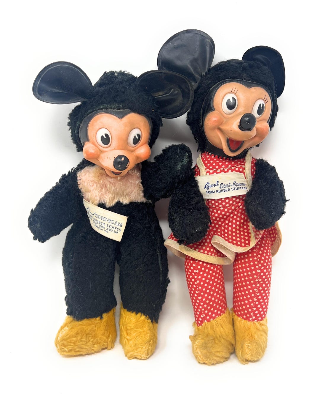 Vintage Gund 10" Mickey & Minnie Mouse Rubber Face Plush Stuffed Animal ...