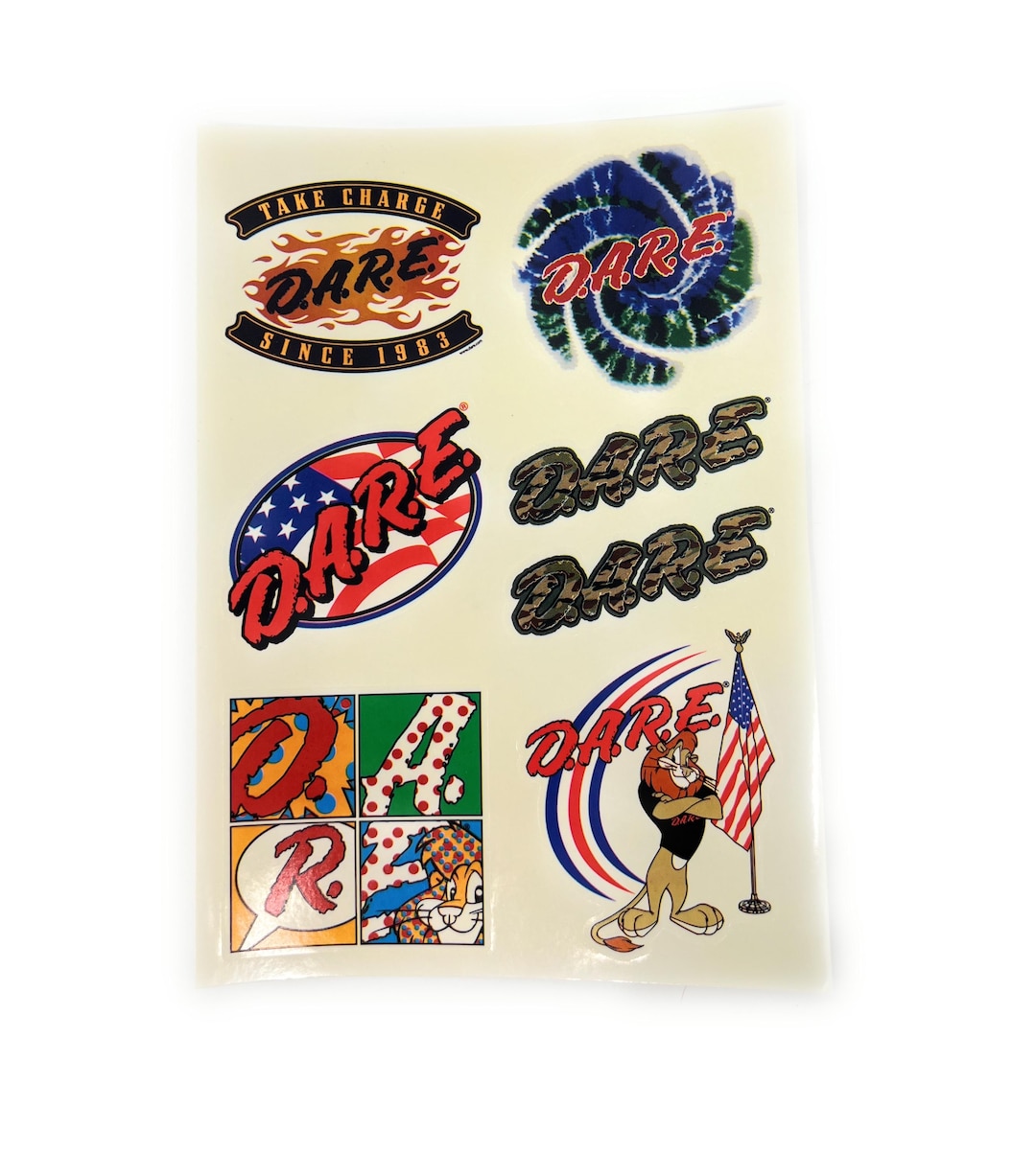Vintage D.A.R.E Sticker Sheet - 6 Stickers per Sheet - Sale is for 1 ...