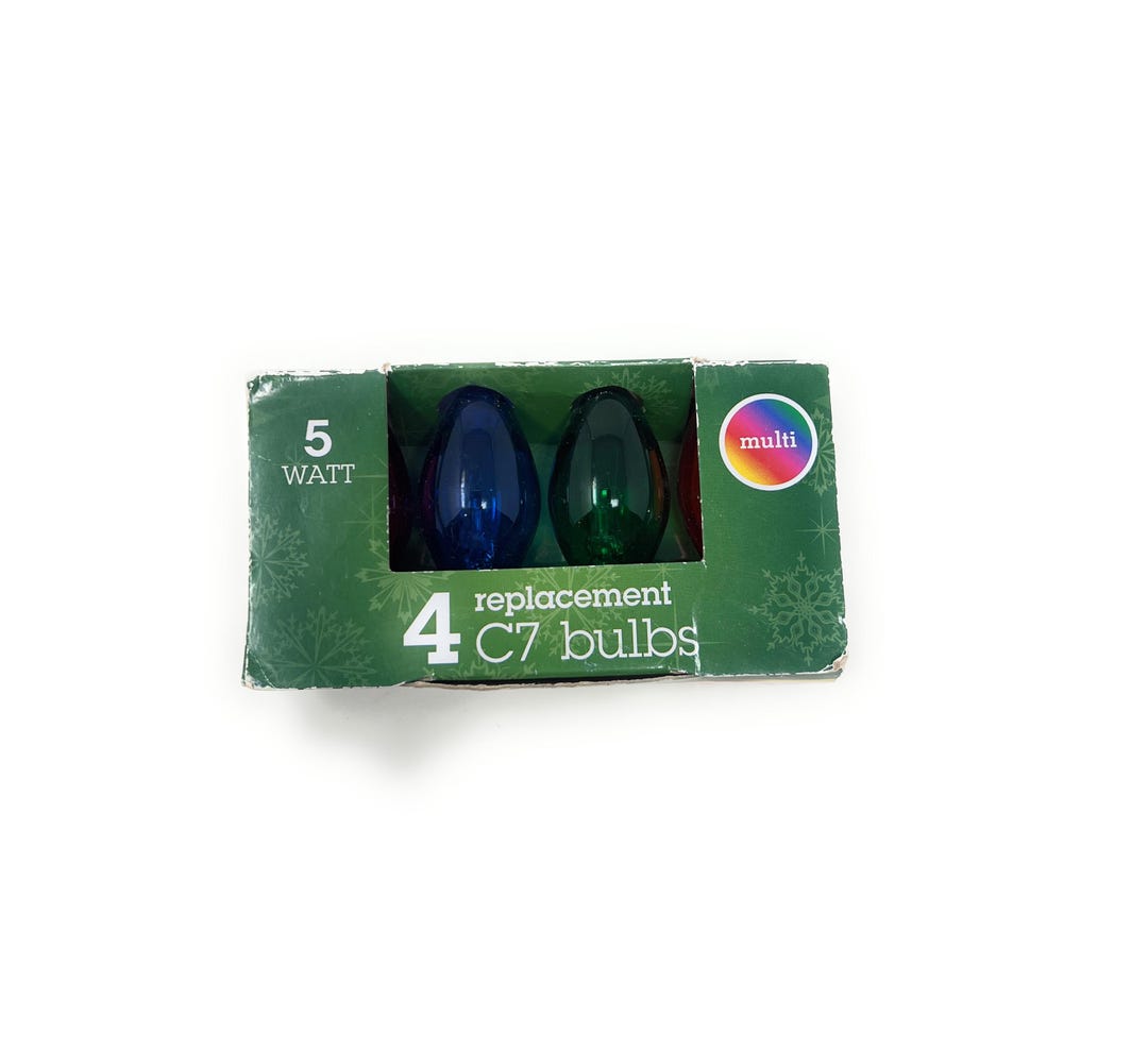 Vintage Christmas Replacement Bulbs - Pack of 4 Multicolor - 5 Watt C7 ...