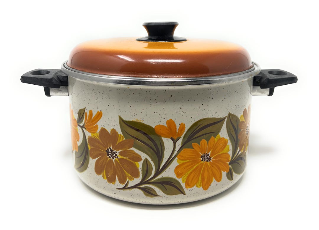 Vintage JMP Capri Porcelain Enamel 6 QT Stockpot Soup Pot Lid 1970s ...