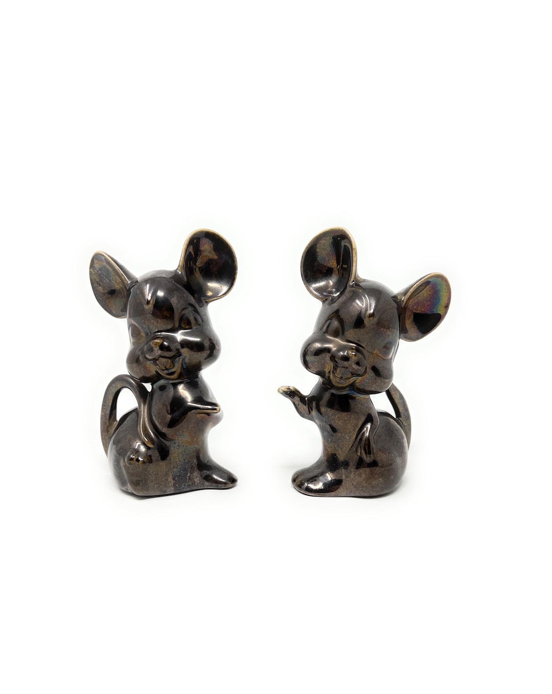 Vintage Ceramic Mice - Two Mice - Glossy Brown Bronze Ceramic - Super ...