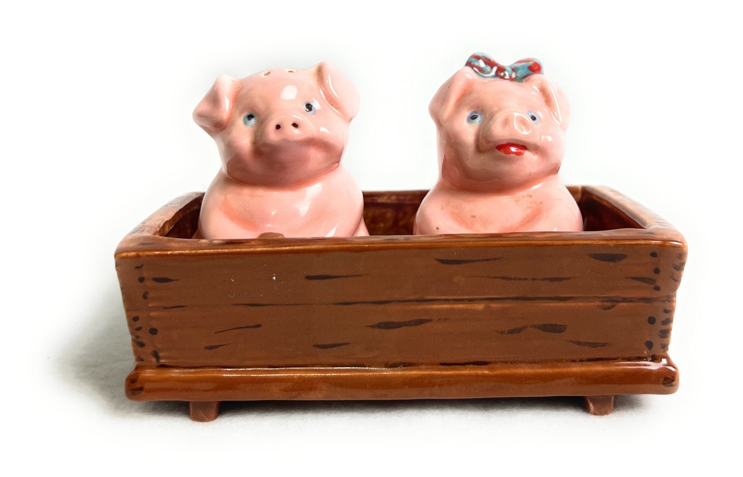 Vintage Pigs and Trough Salt and Pepper Shaker Set - Etsy