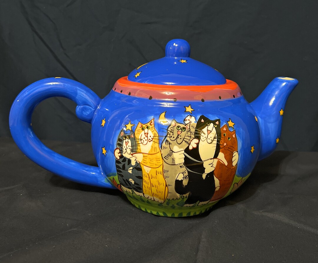 Vintage Catzilla Candace Reiter Hand Painted 2001 - Tea Pot - Etsy