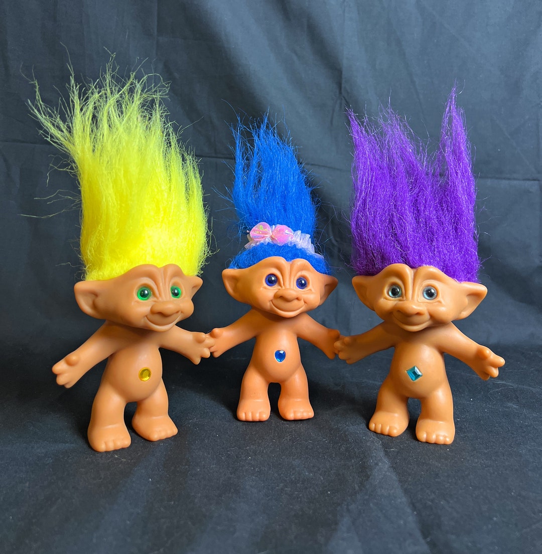 Vintage Troll Lot - 3 Trolls - Gems - TT Troll - Yellow, Blue, and ...