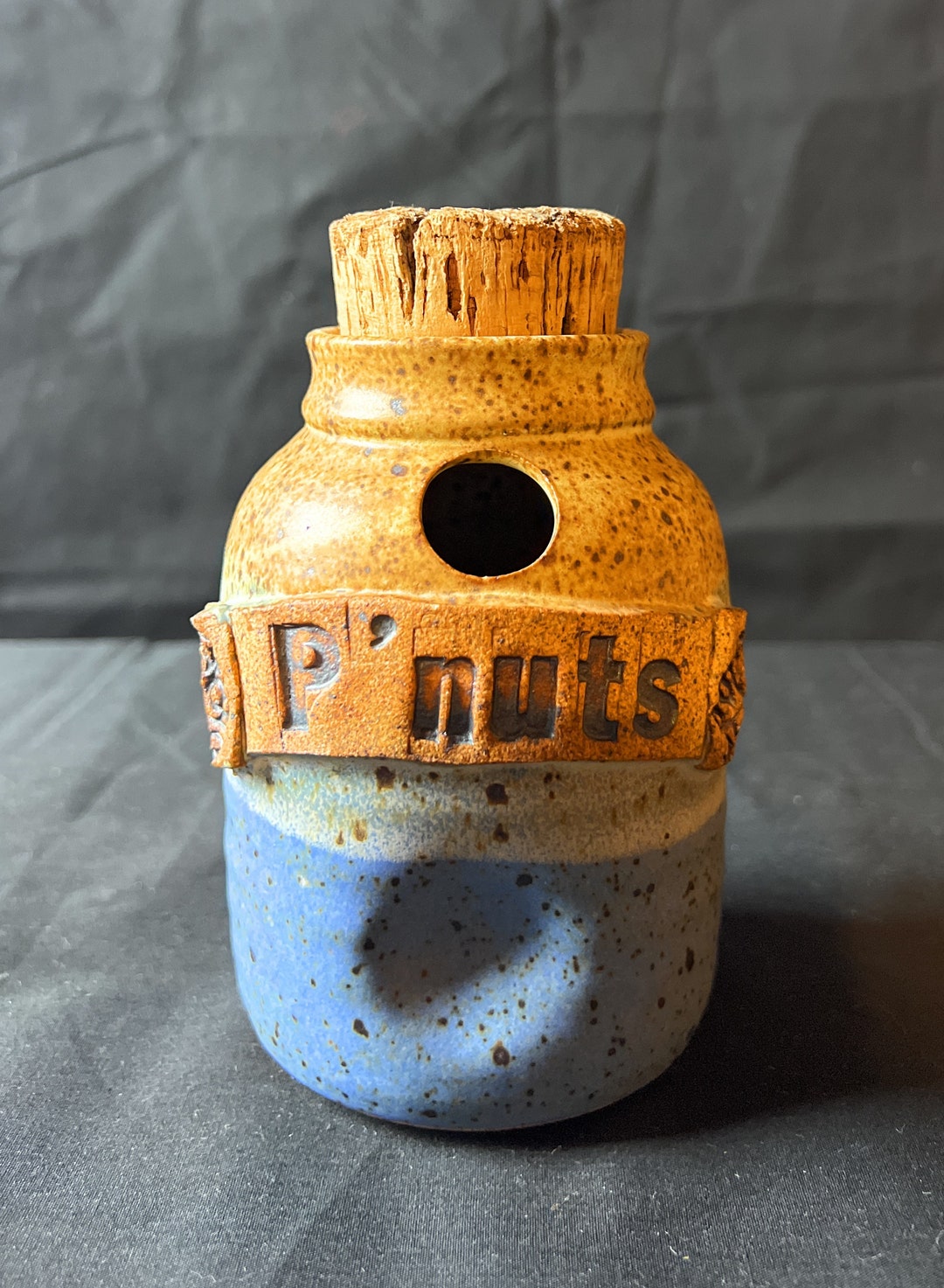 Vintage P'nuts / Peanuts Pottery Jar With Cork Top Blue - Etsy