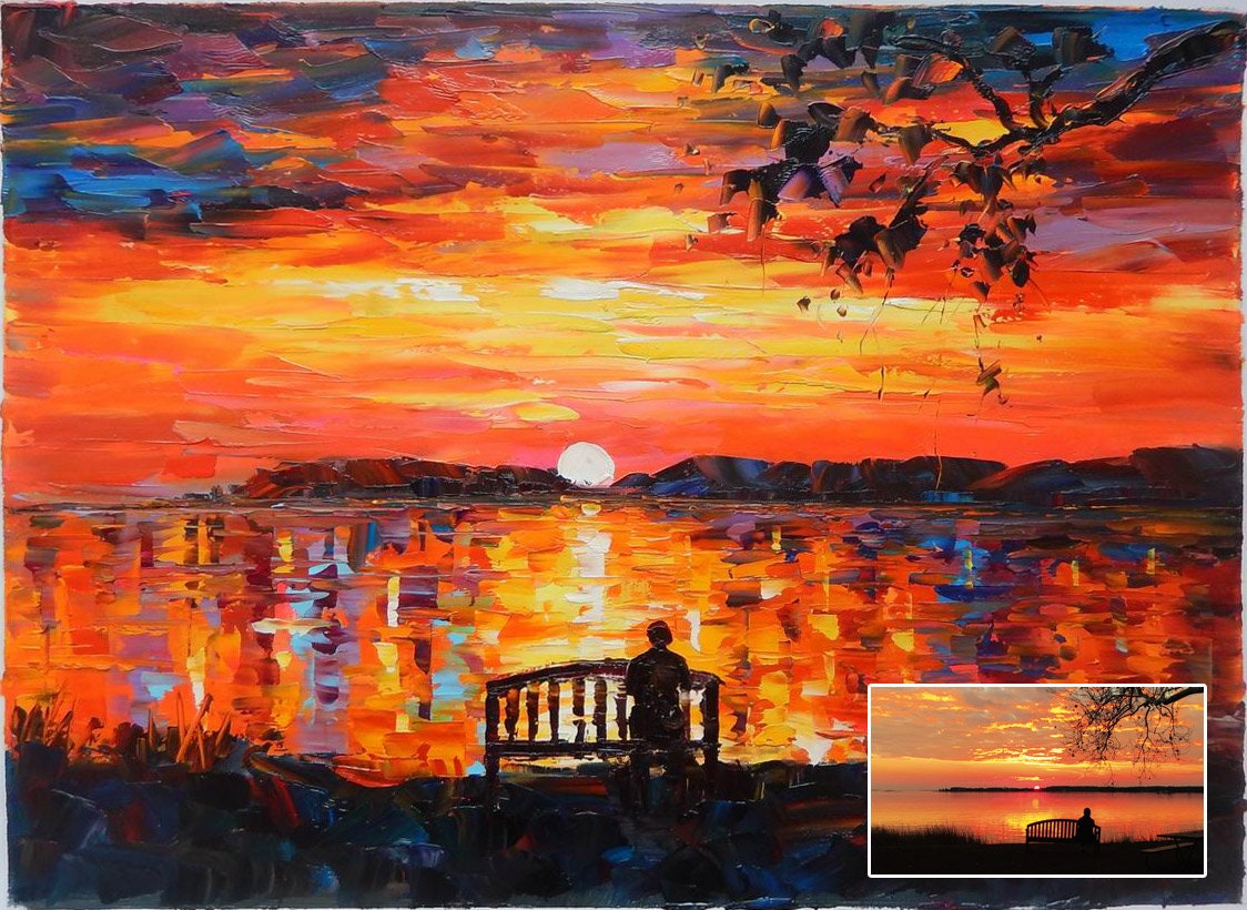 Custom Landscape portrait Hand Painted Original Oil Painting | Etsy