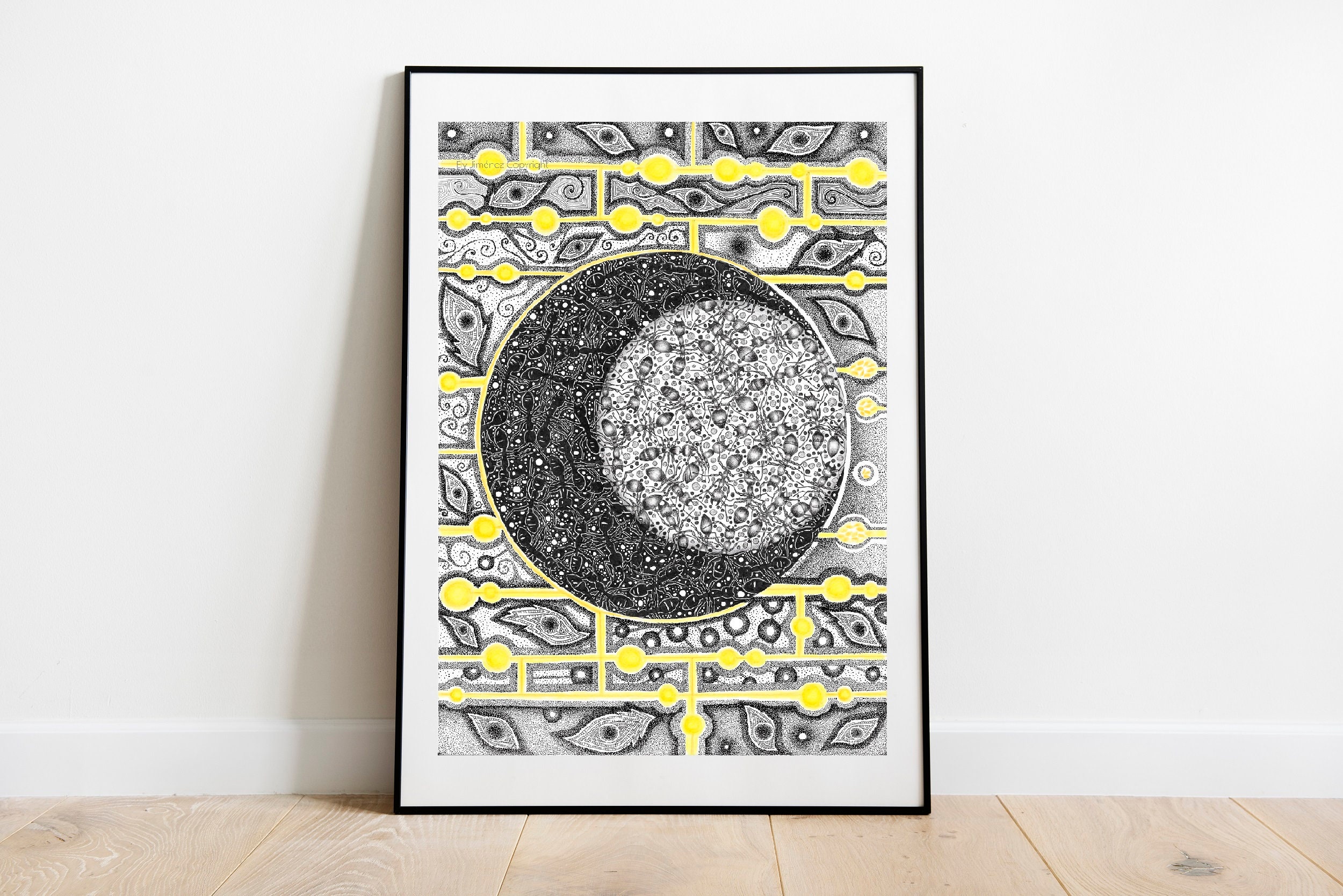 Dark Full Moon, Ants Print, Ink Drawing Illustration - Etsy