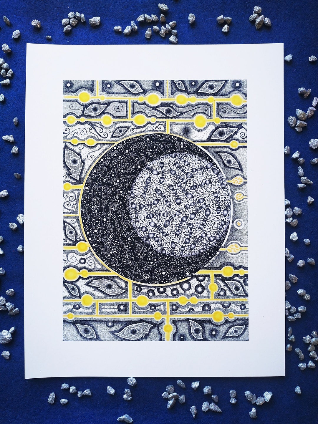 Dark Full Moon, Ants Print, Ink Drawing Illustration - Etsy