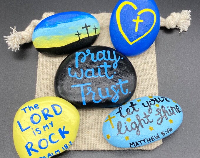 Painted Rocks Prayer Rocks Set of 5 Hand Painted - Etsy