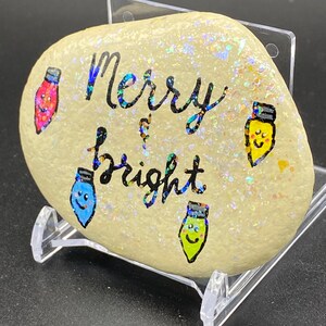 Merry and Bright Handmade Painted Rock Glitter Christmas - Etsy