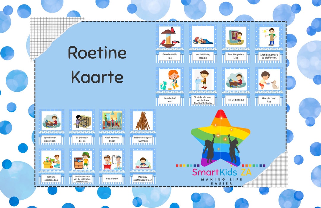Daaglikse Roetine Kaarte Vir Kinders - Etsy Australia