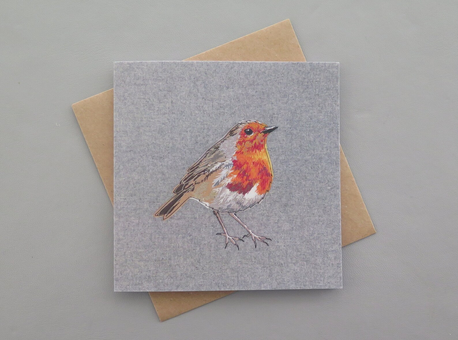 Robin Card - by Lellibelle - Textile Art - Blank - Notelet - Thinking ...