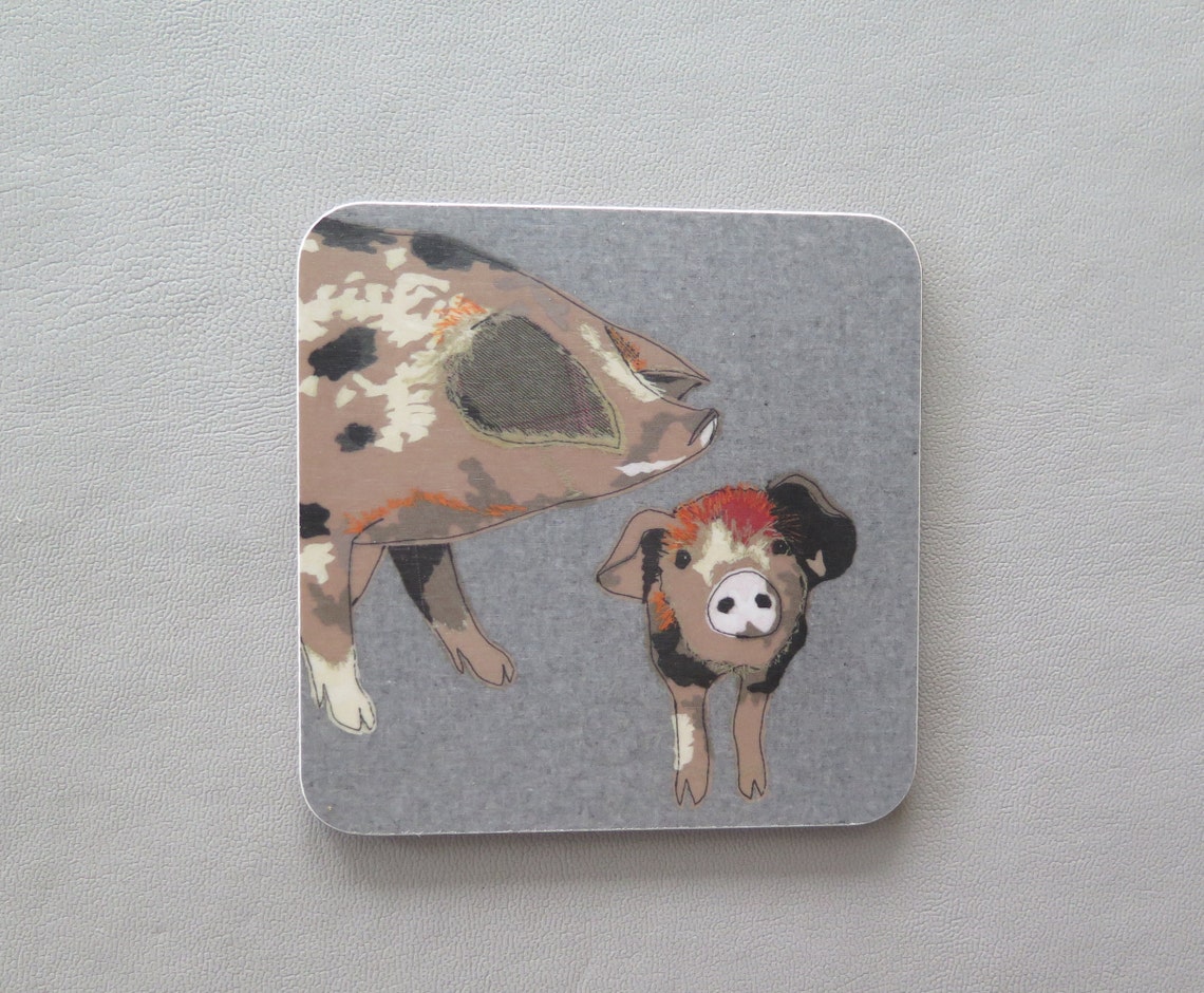 Pig & Piglet Melamine Coaster by Lellibelle - Etsy