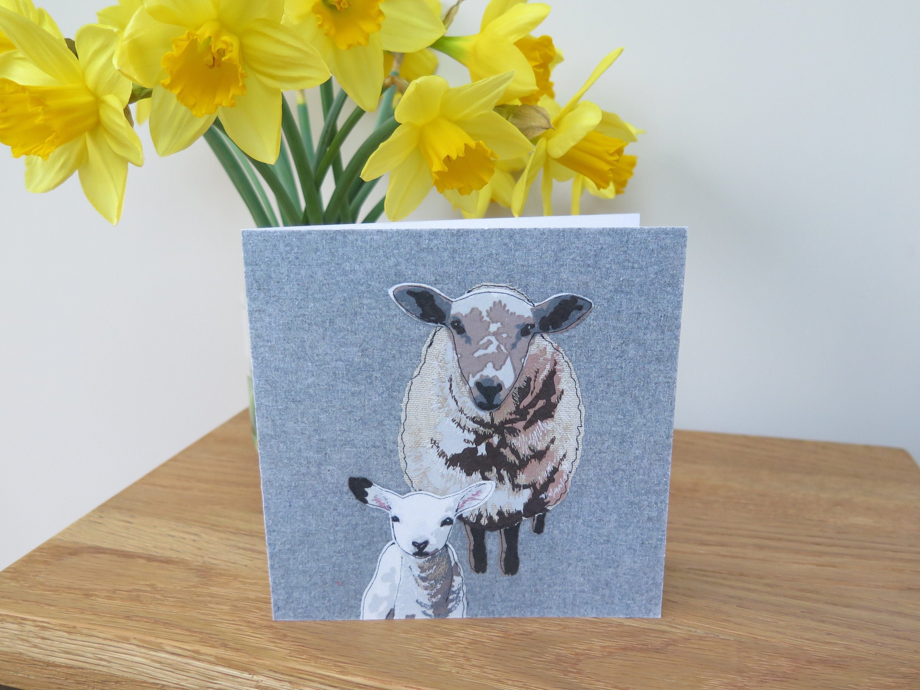 Sheep and Lamb Card - by Lellibelle - Textile Art - Blank - New Baby ...