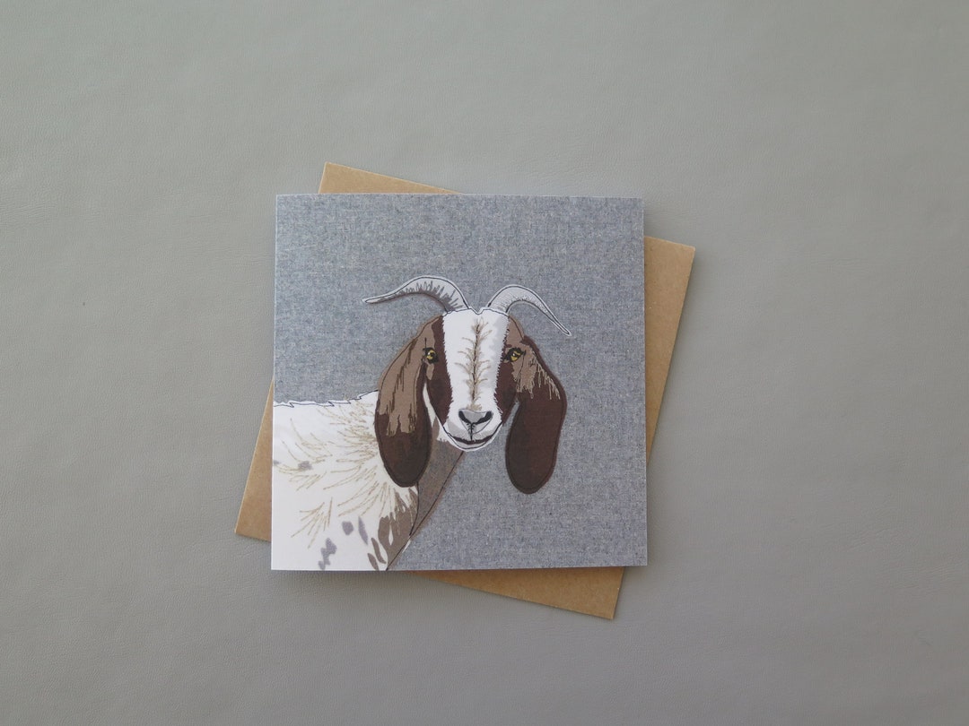 Tarjeta de cabra por Lellibelle Arte textil En blanco Notelet Pensando ...