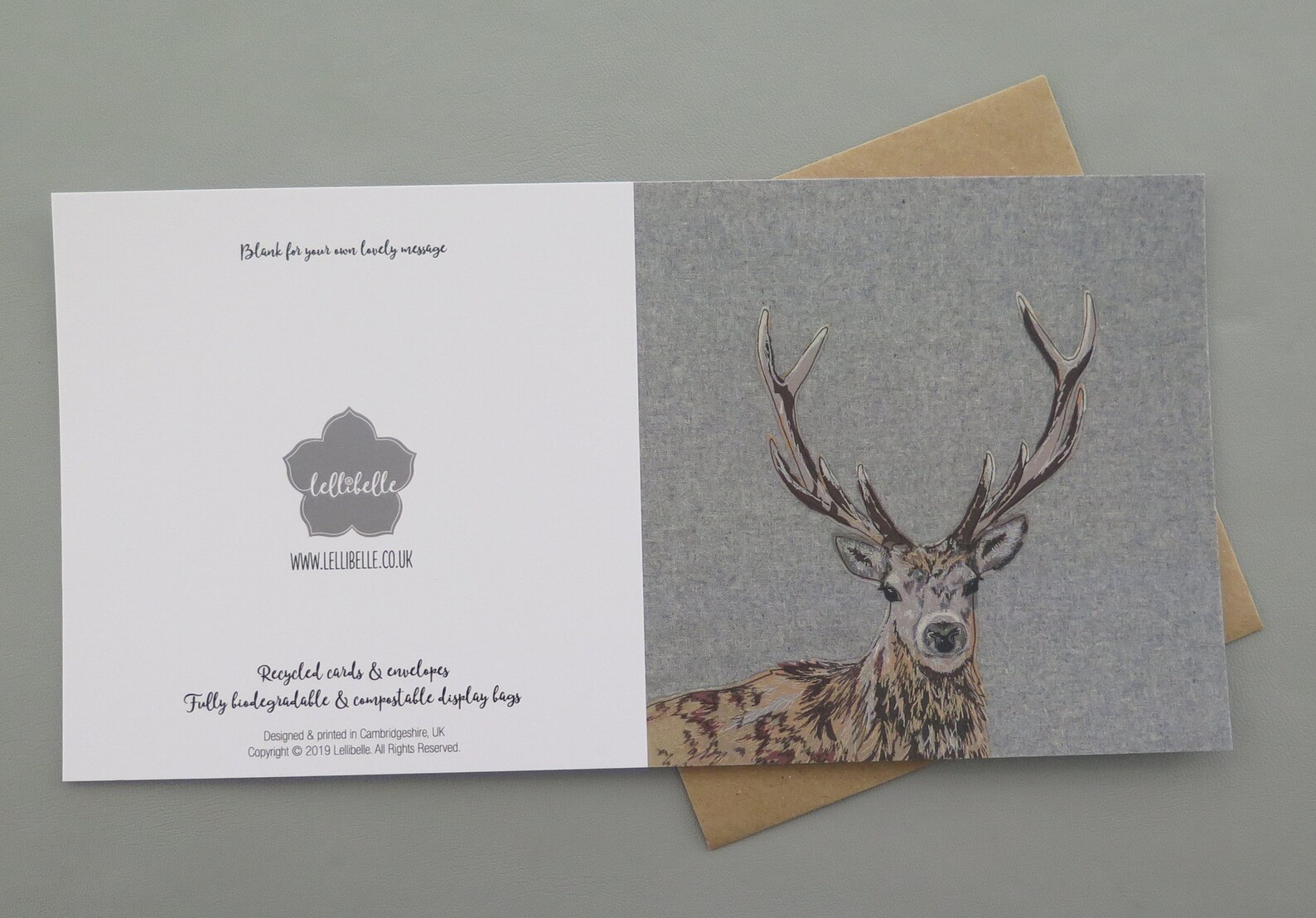 Stag Card by Lellibelle Textile Art Blank Christmas - Etsy