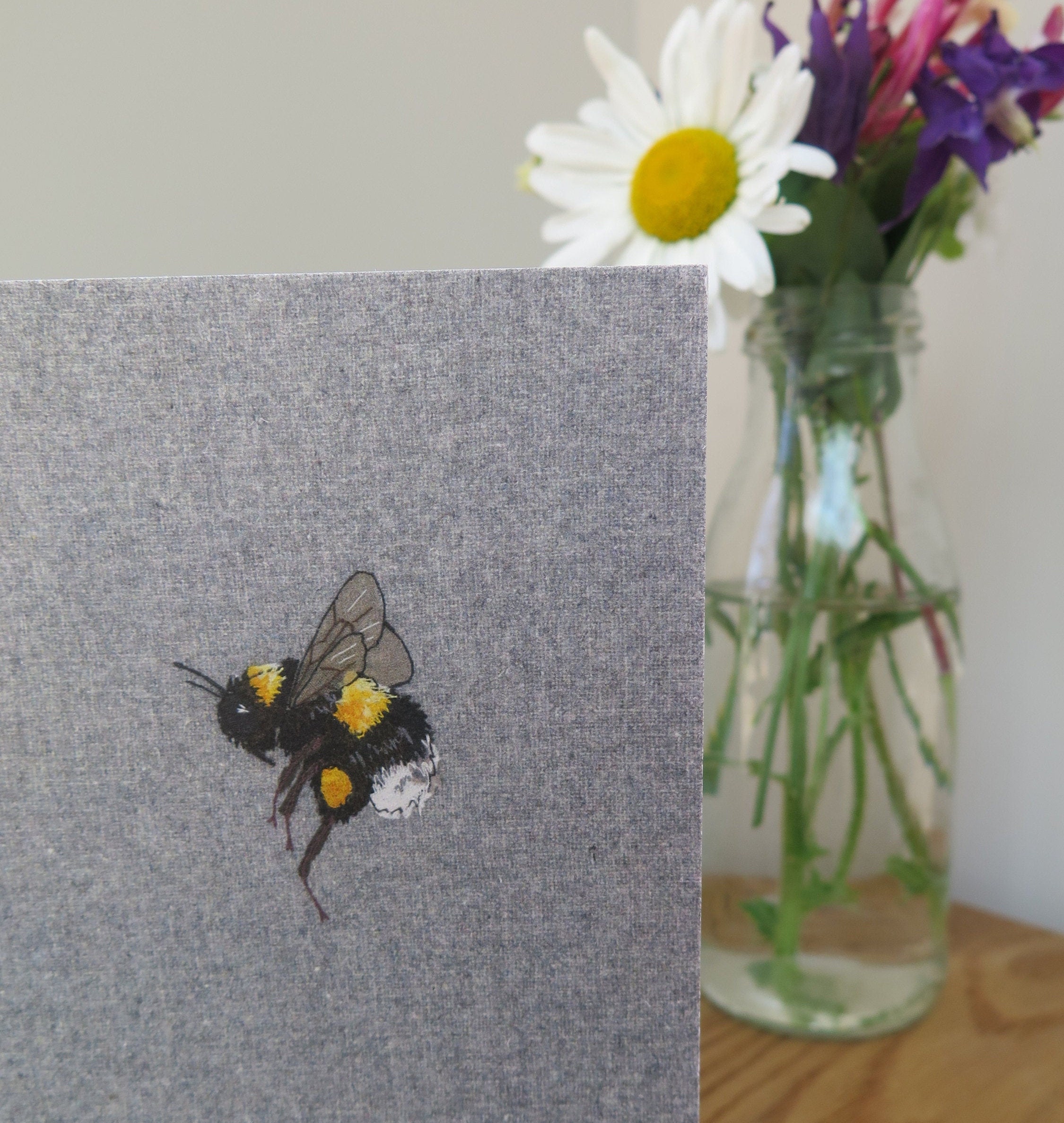 Bee Card by Lellibelle Textile Art Blank Notelet - Etsy