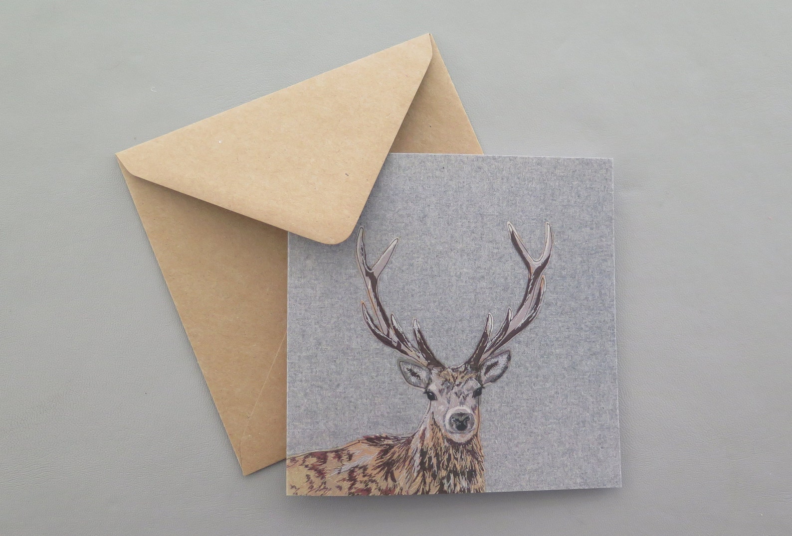 Stag Card by Lellibelle Textile Art Blank Christmas - Etsy
