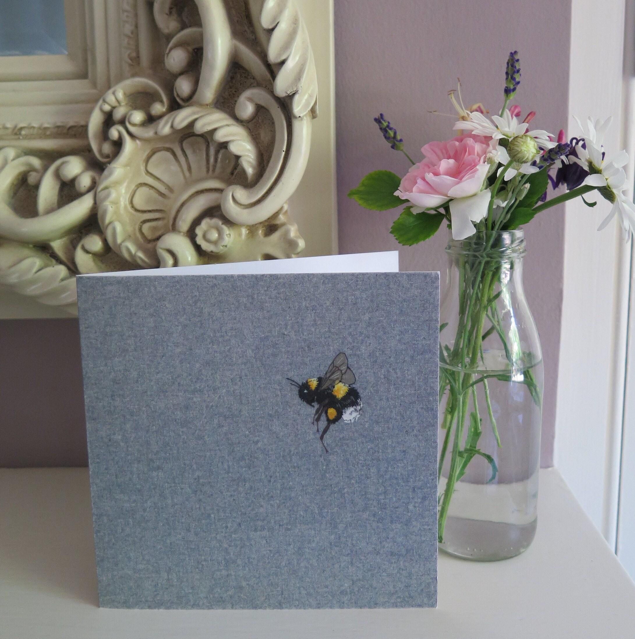 Bee Card by Lellibelle Textile Art Blank Notelet - Etsy