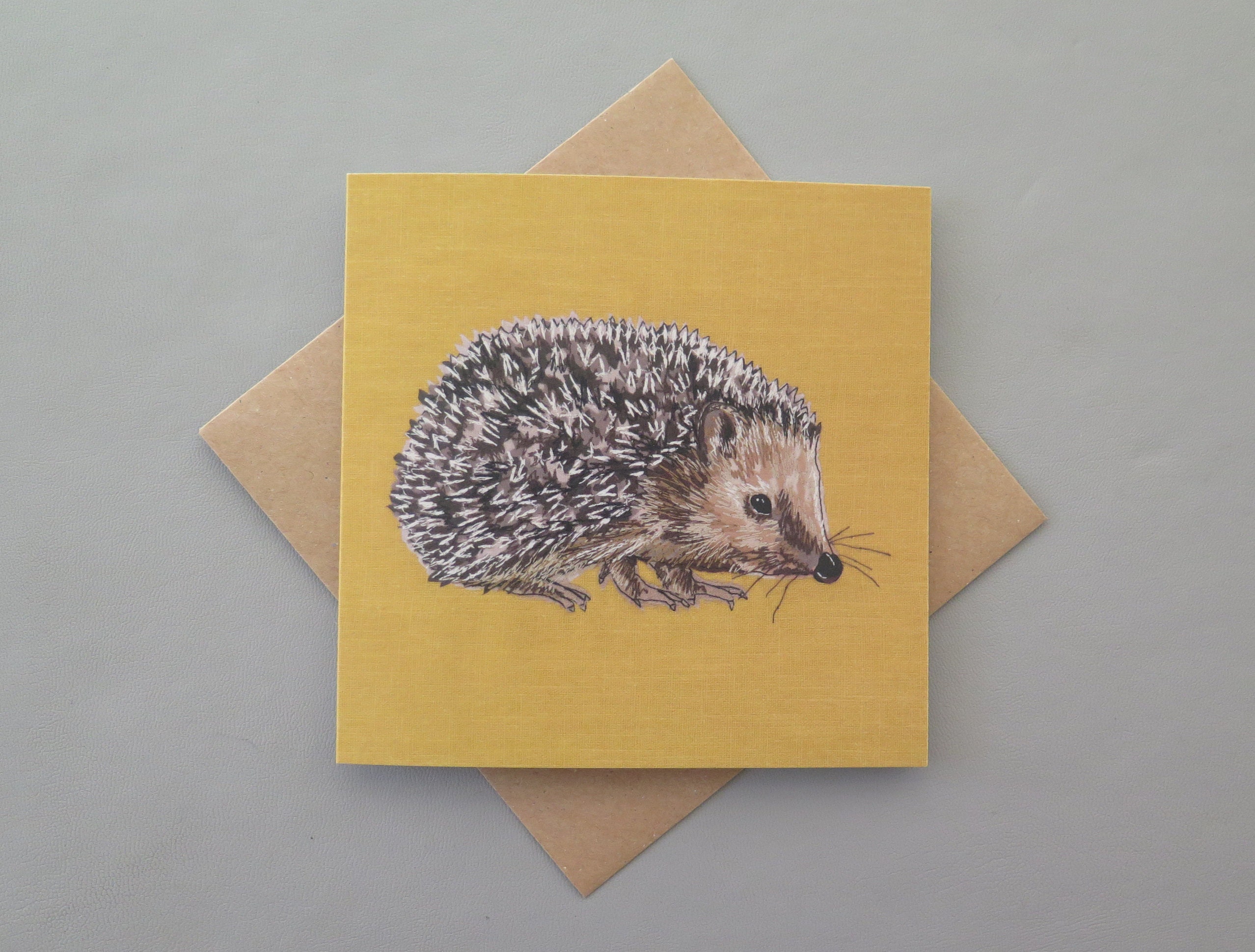 Hedgehog Card by Lellibelle Textile Art Blank Notelet Thinking of You ...