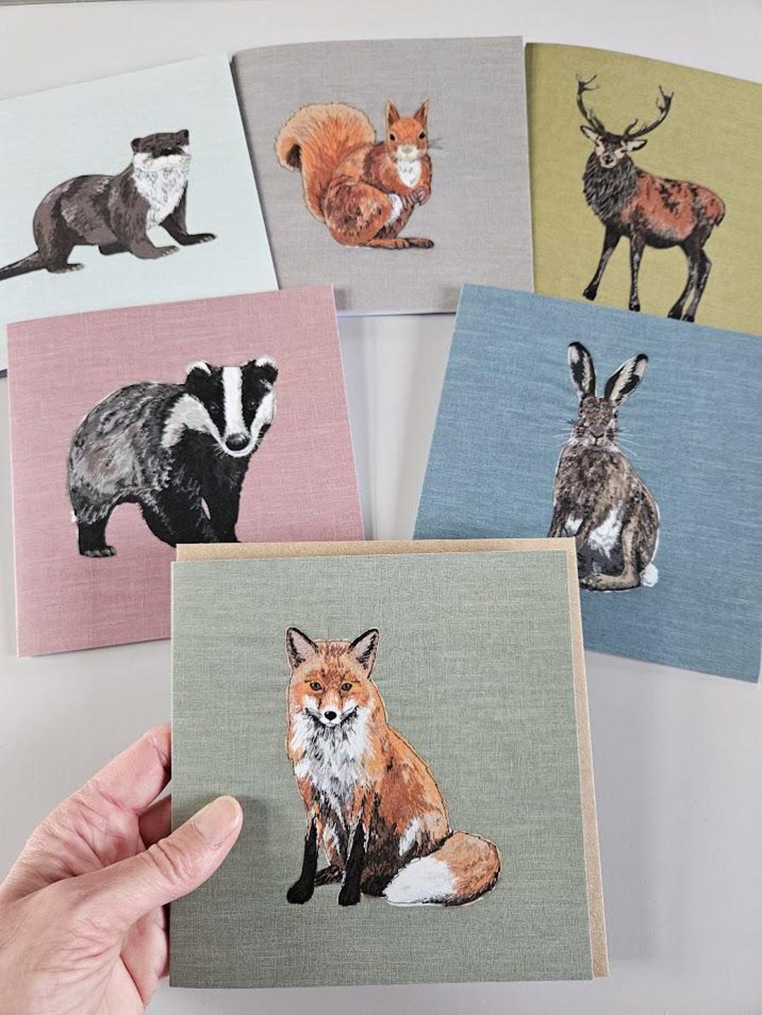 Woodland Animal Card – Printed Embroidered Countryside Notelet - Etsy UK