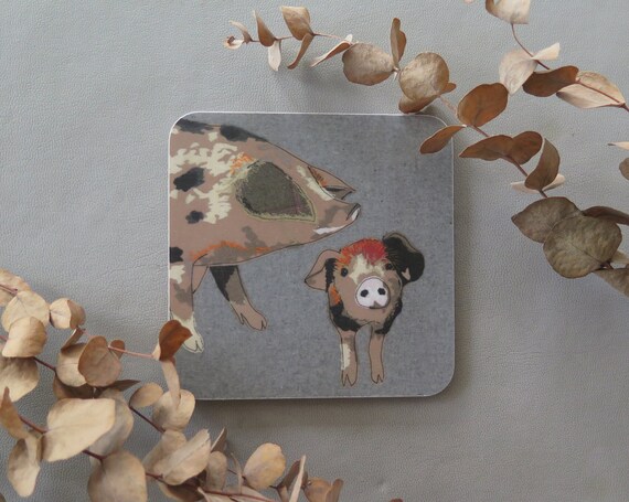 Pig & Piglet Melamine Coaster by Lellibelle | Etsy