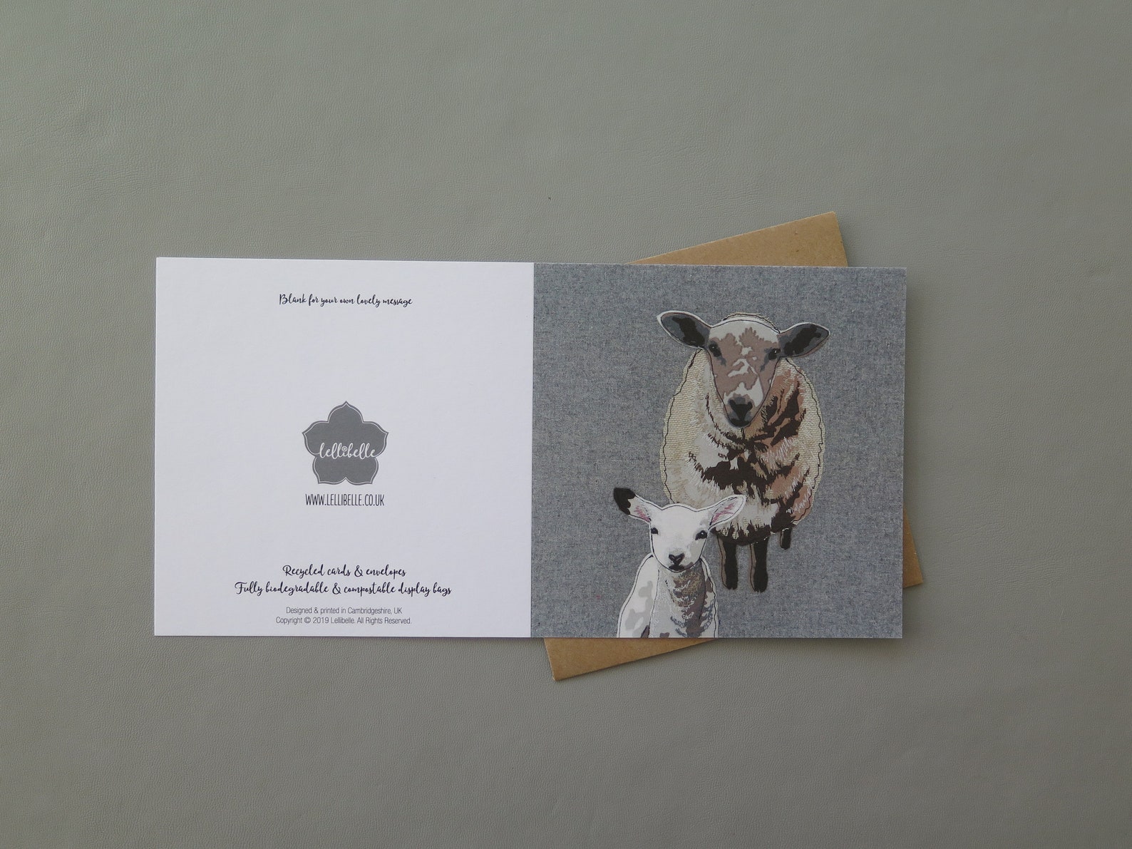 Sheep and Lamb Card by Lellibelle Textile Art Blank New Baby Mother's ...