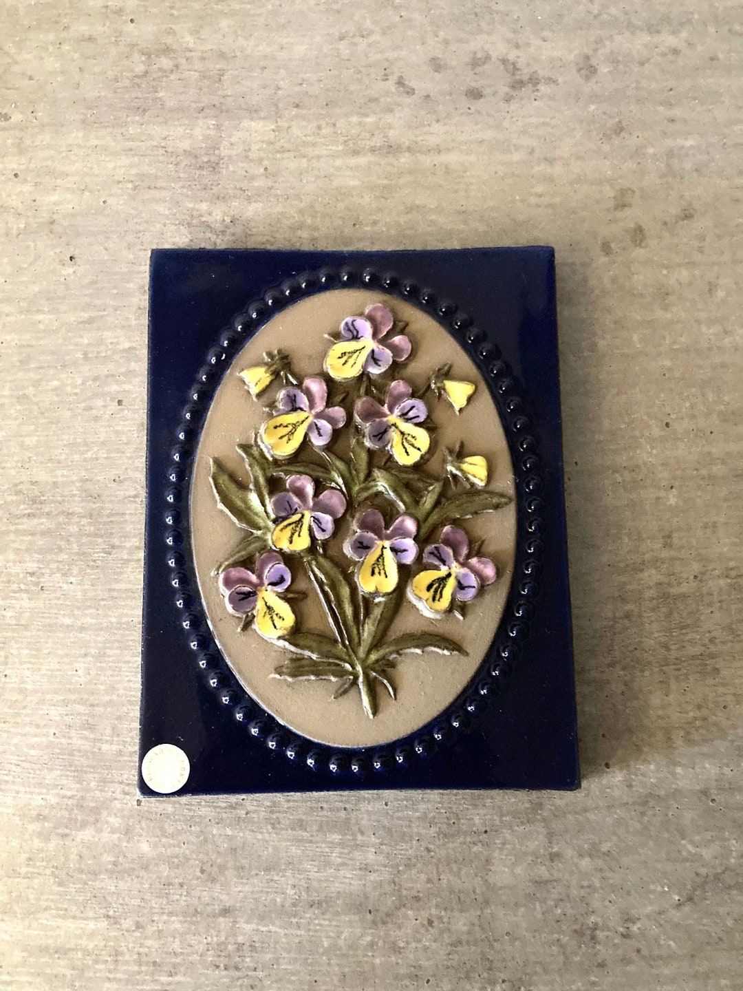 Vintage Swedish Ceramic Wall Plaque 1960 Jie Gantofta , Wild Pansy Wall ...