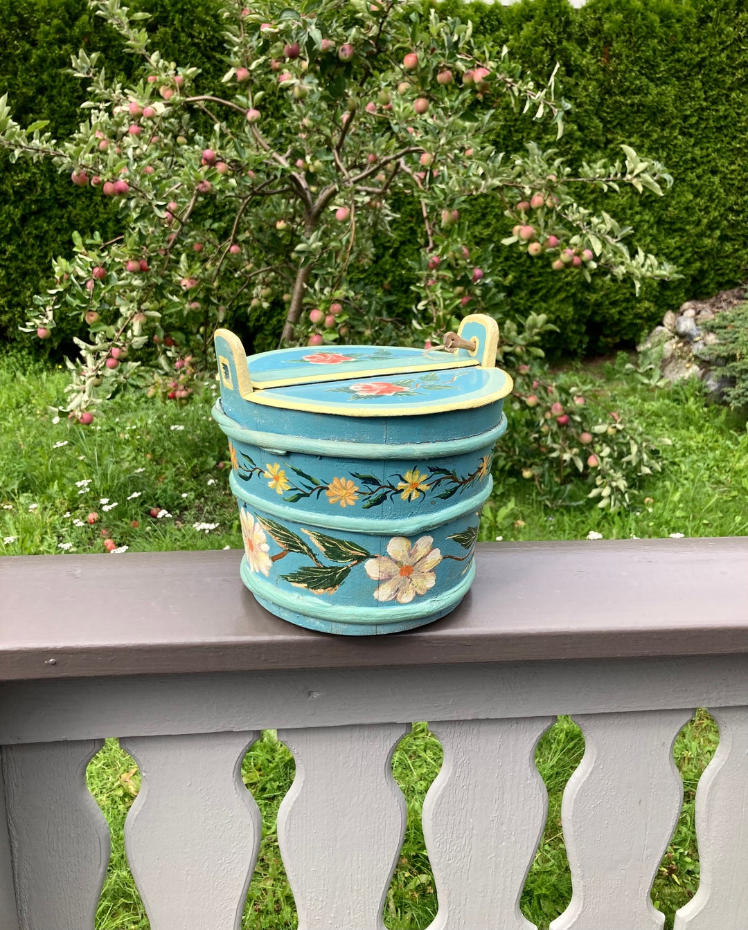 Norwegian Antique Wooden Bucket , Norwegian Rosemaling , Norwegian ...