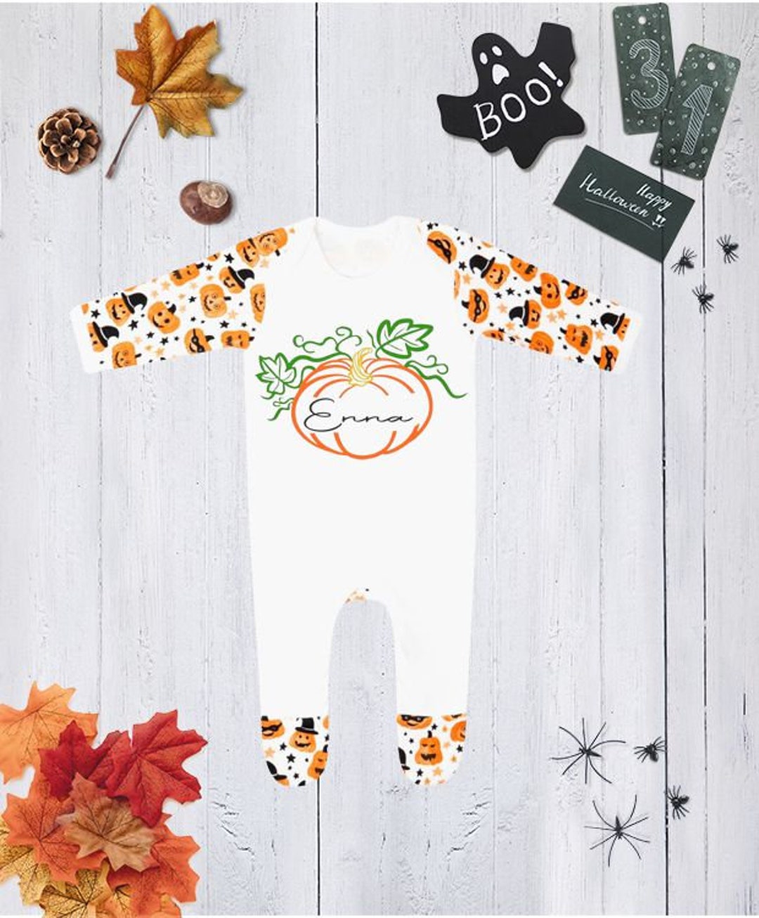 Personalised Pumpkin Babygrow Pyjamas - Etsy