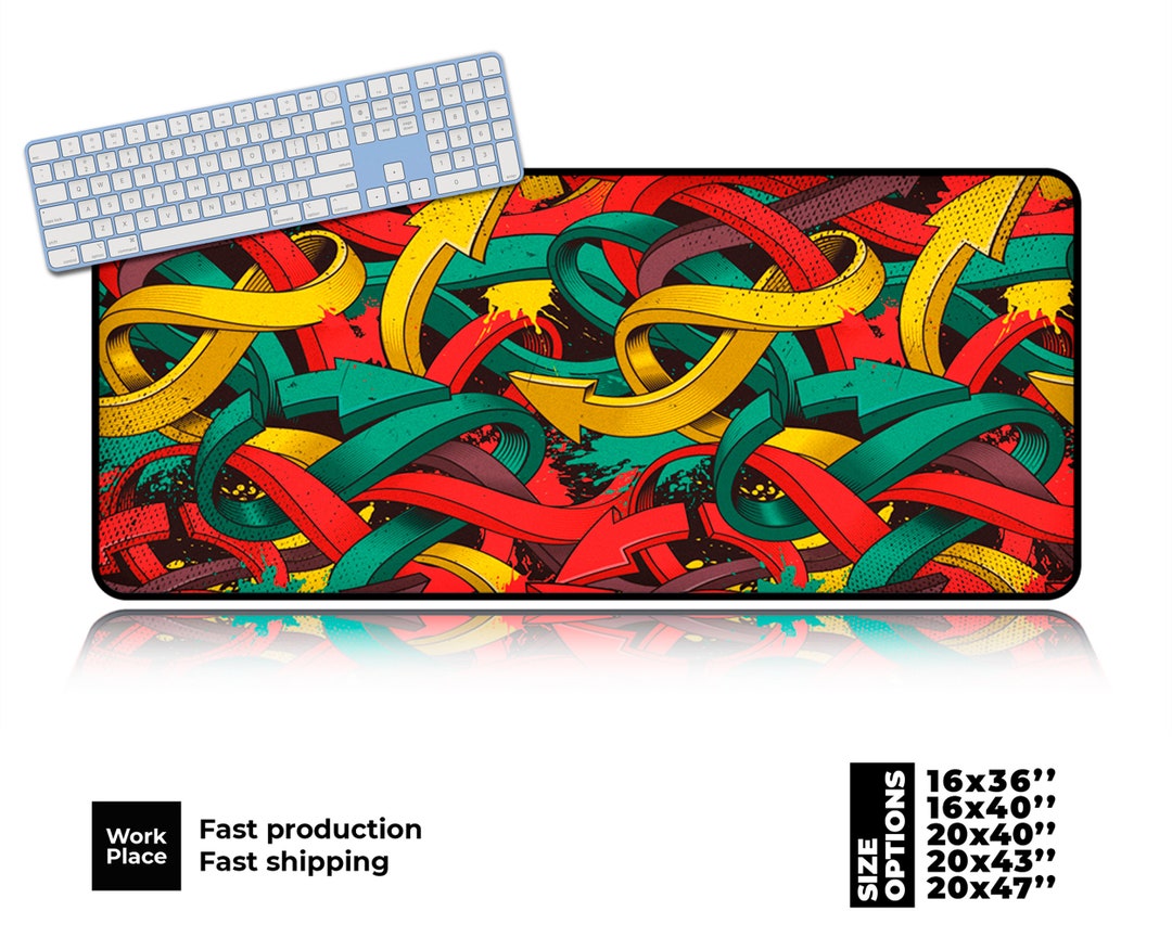 Colored Gaming Mouse Pad With Graffiti Pattern, Large Desk Mat. - Etsy