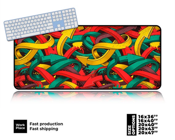 Colored Gaming Mouse Pad With Graffiti Pattern Large Desk | Etsy