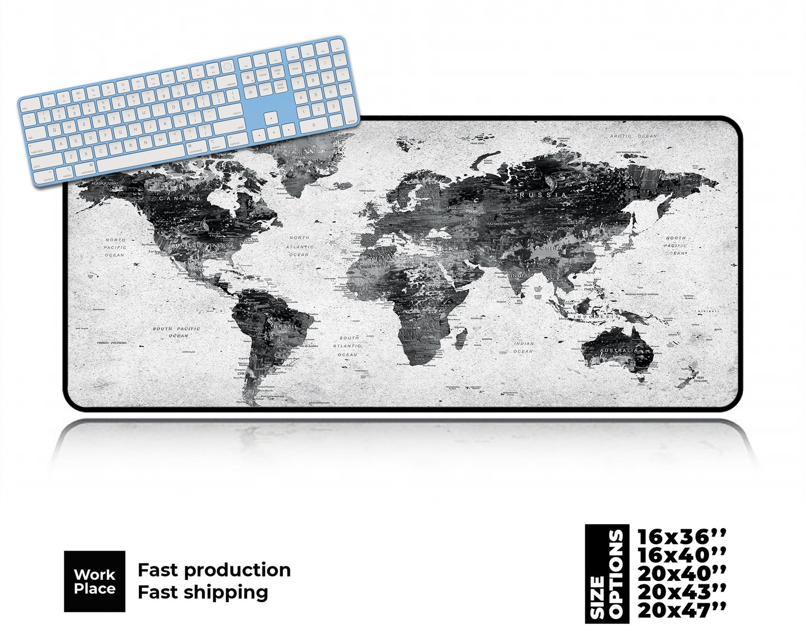 World Map Desk Mat Graphite Drawing Mouse Pad Mouse Pads - Etsy