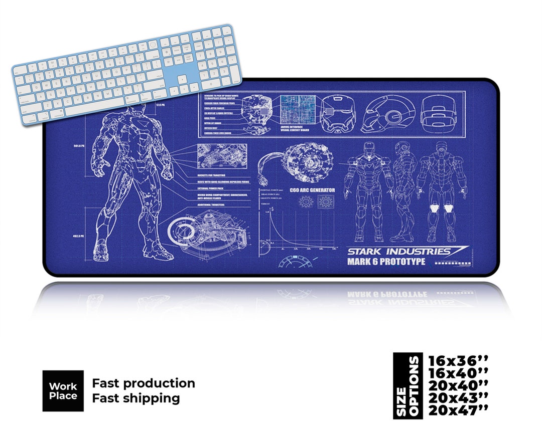 Iron Man Desk Mat, Geek Placemats, Tony Stark Large Desk Pad, Eco ...