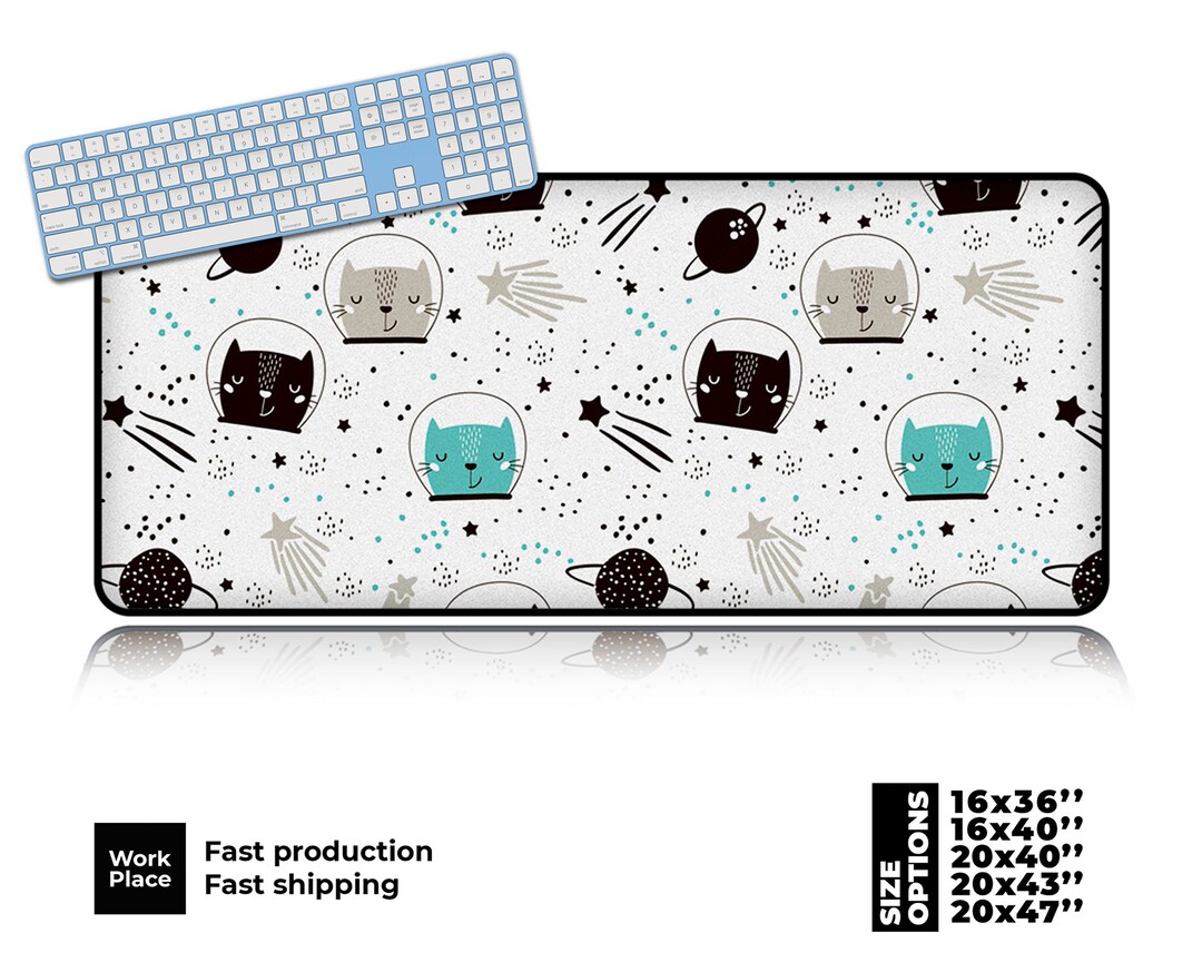 Cosmo Cat Pattern Art Desk Mat, Pattern Print Large Place Mats, Desk ...