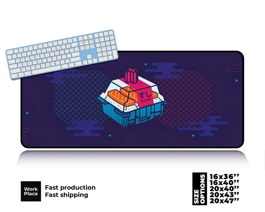 Sushi Switches Table Mats. Kawaii Gaming Mouse Pad. Large Desk Mat. - Etsy
