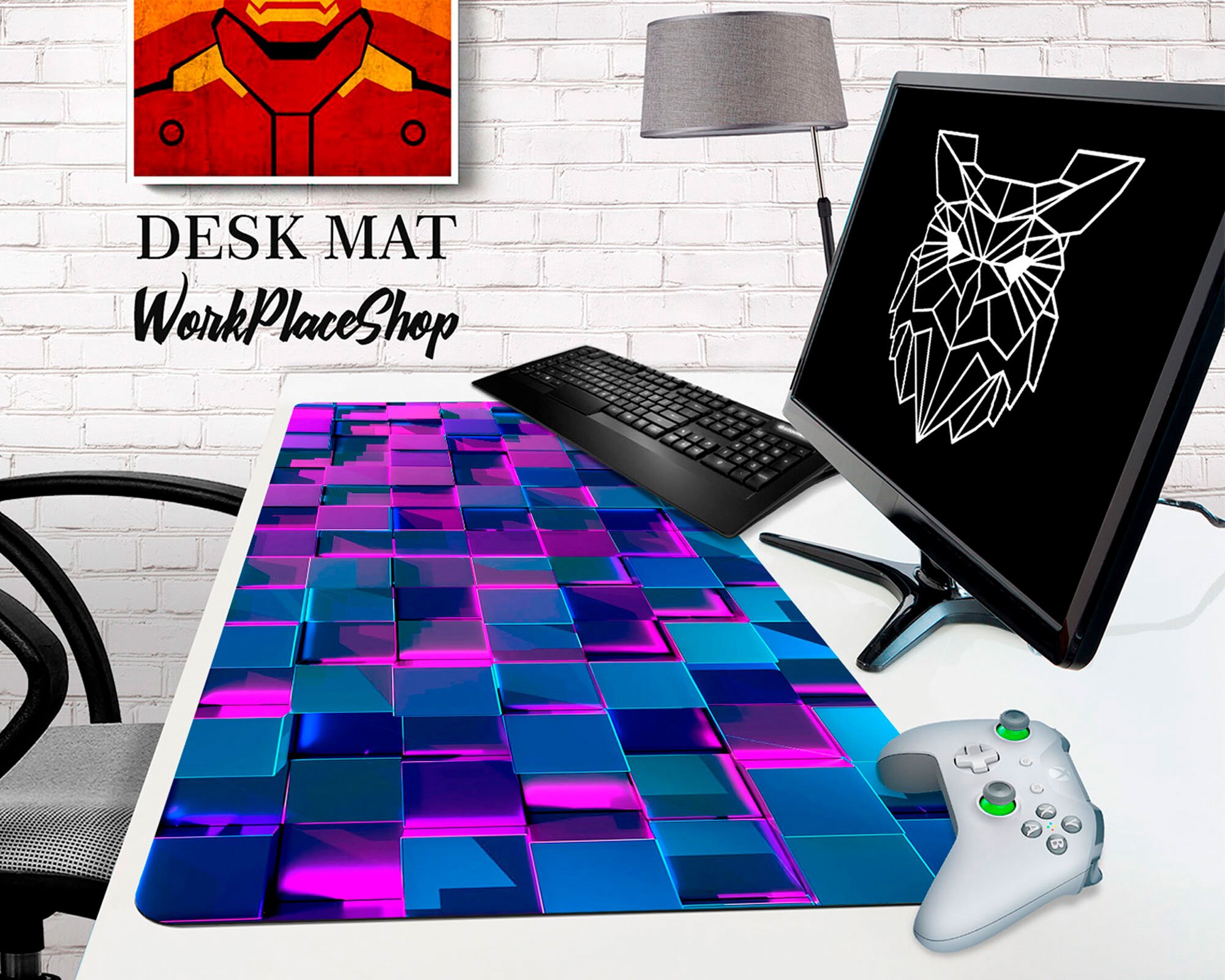 Violet 3D Cubes Desk Mat Violet mouse pad Mouse pads Large | Etsy