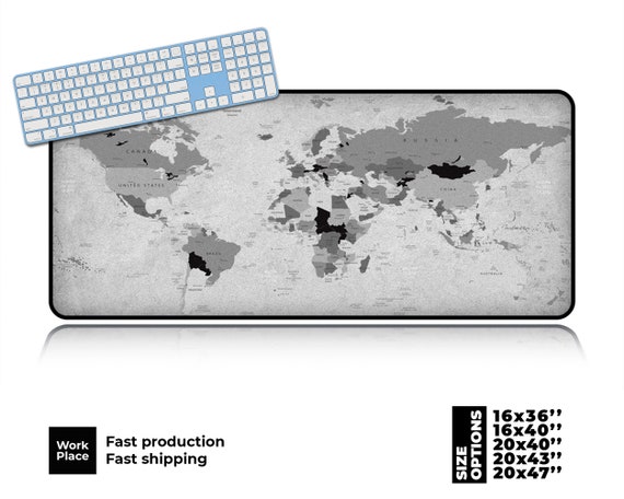 World Map Desk Mat World Map Mouse Pad Mouse Pads Large | Etsy UK
